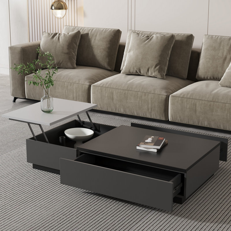 Latitude Run® Nadolyn 51.18" Lift Top Coffee Table with Hidden Storage Compartment and 2 Drawers ...